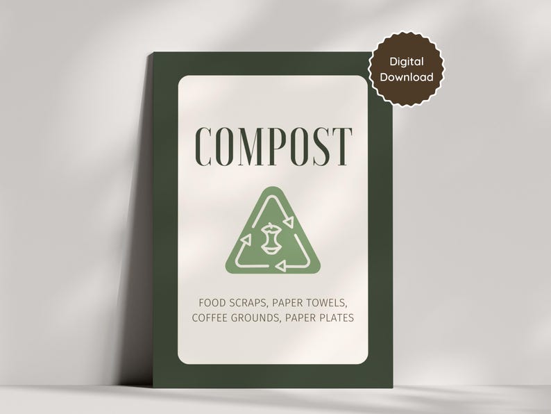 Compost Bin Sign; Eco-friendly Trash Sorting Instructions Guide; Airbnb ...