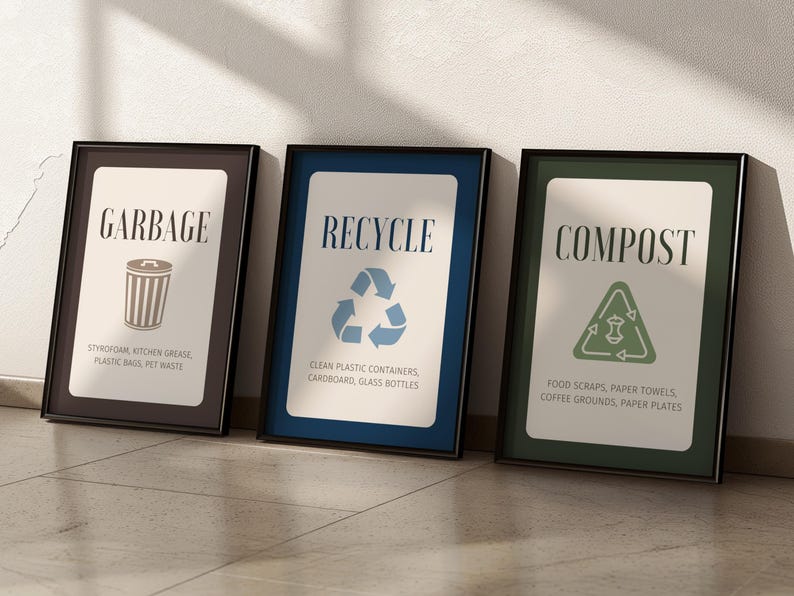Elegant Garbage, Compost, Recycling Signs | Trash Sorting Signs ...