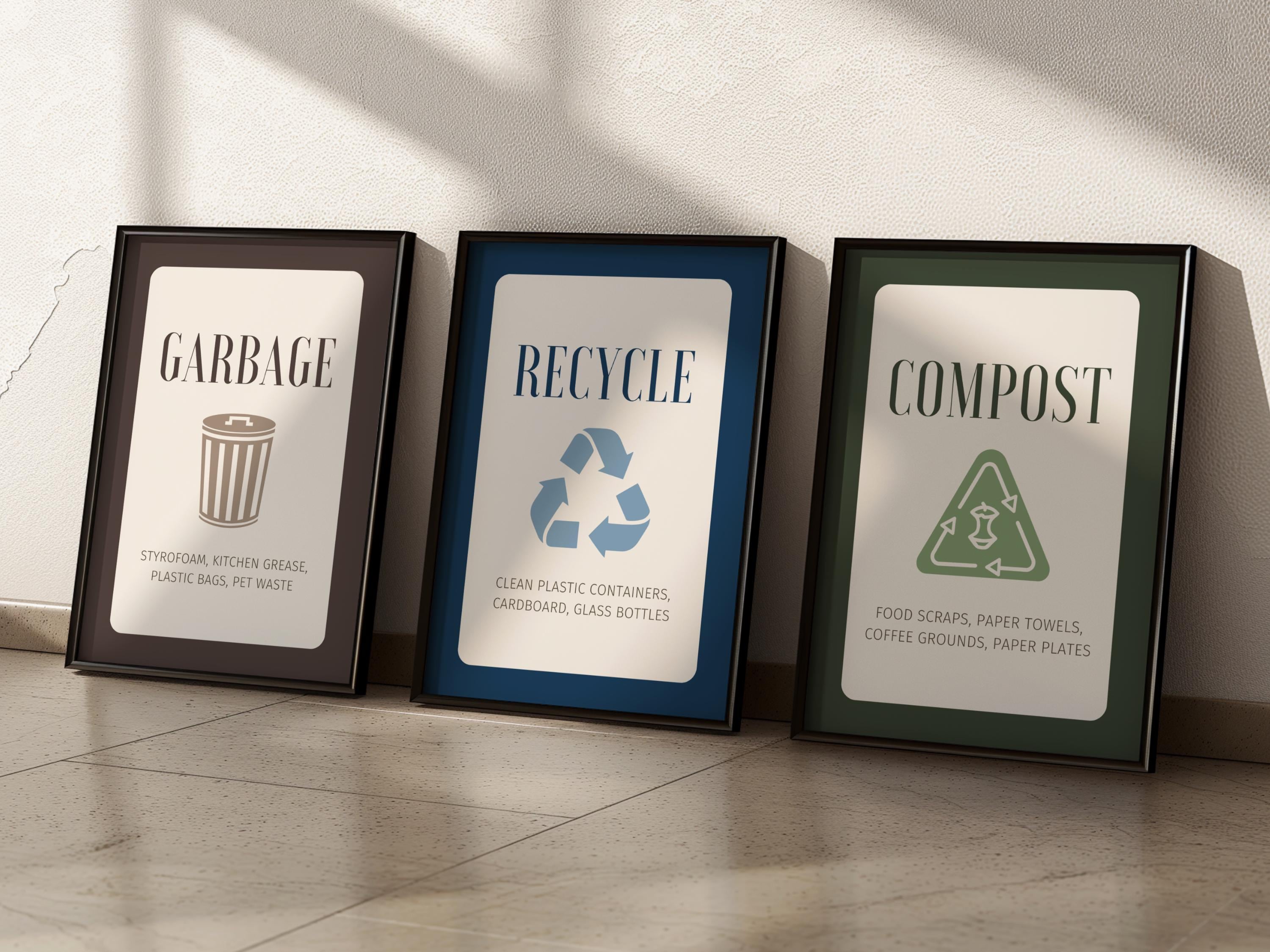 Elegant Garbage, Compost, Recycling Signs | Trash Sorting Signs ...