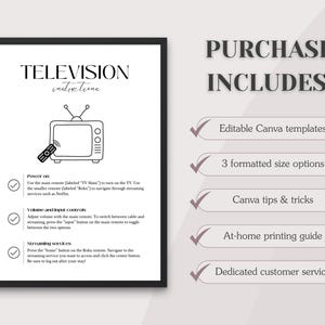 Airbnb Television Instructions Sign; Roku TV, Netflix and Channel Guide ...