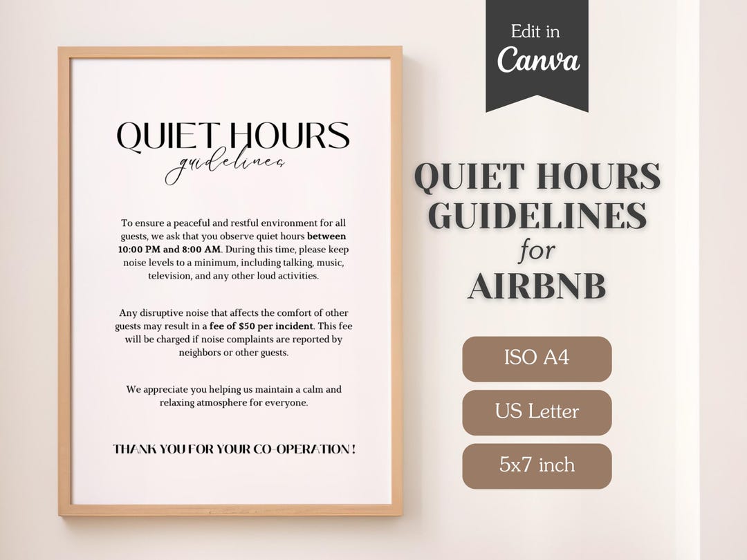 Quiet Hours Policy and Instructions for Airbnb or Short-term Rental ...