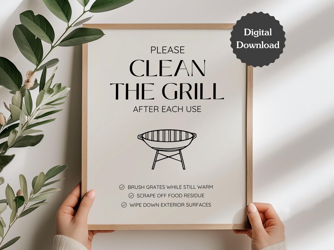 Clean Grill After Use Sign for Airbnb; Barbecue Use Rules and ...