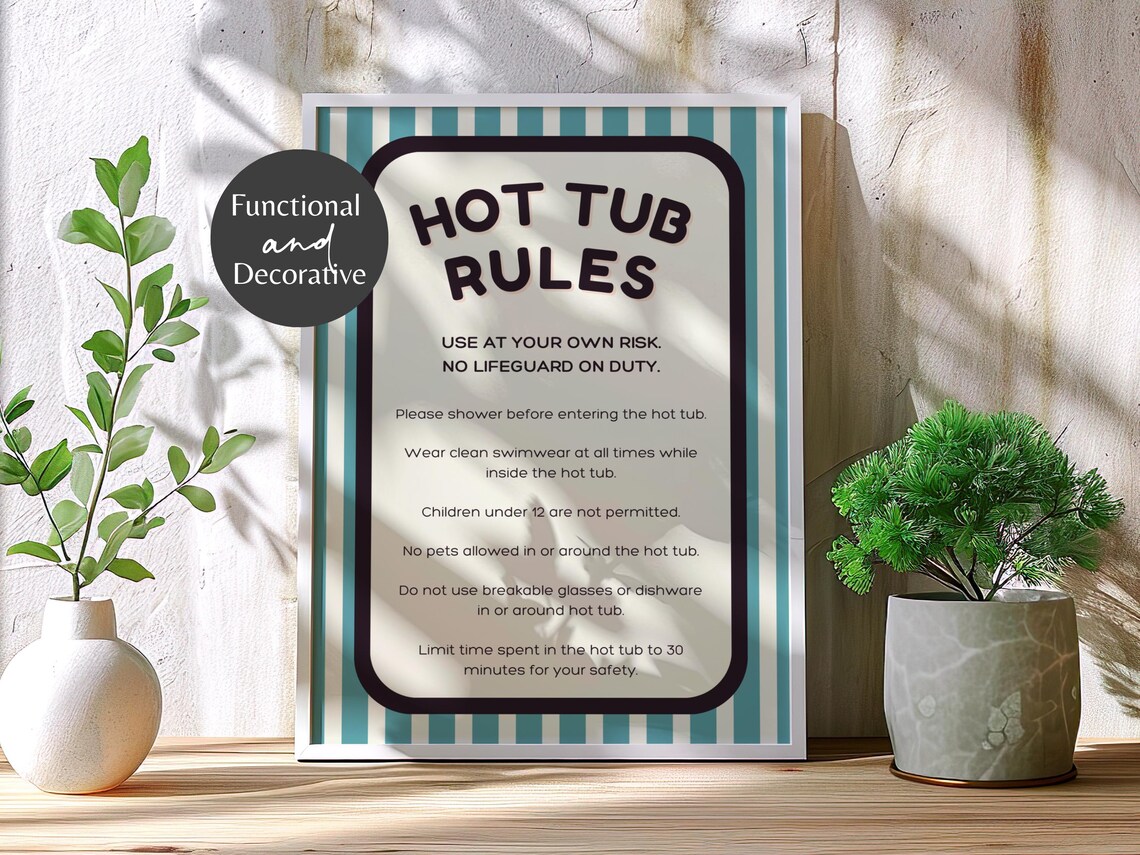 Hot Tub Rules & Safety Sign for Airbnb or VRBO; Customizable Canva ...