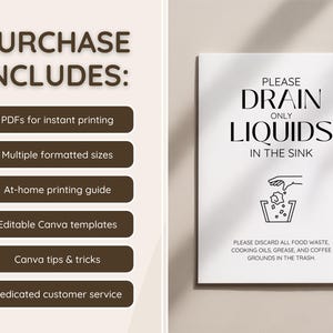 Drain Only Liquids Kitchen Sink Sign; No Food Waste or Scraps in Sink ...