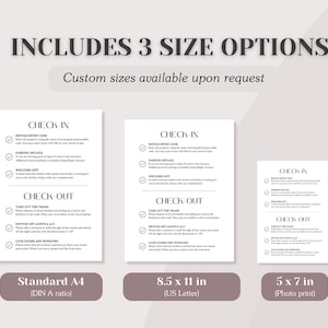 Check-in & Check-out Instructions Sign for Airbnb or VRBO; FULLY ...