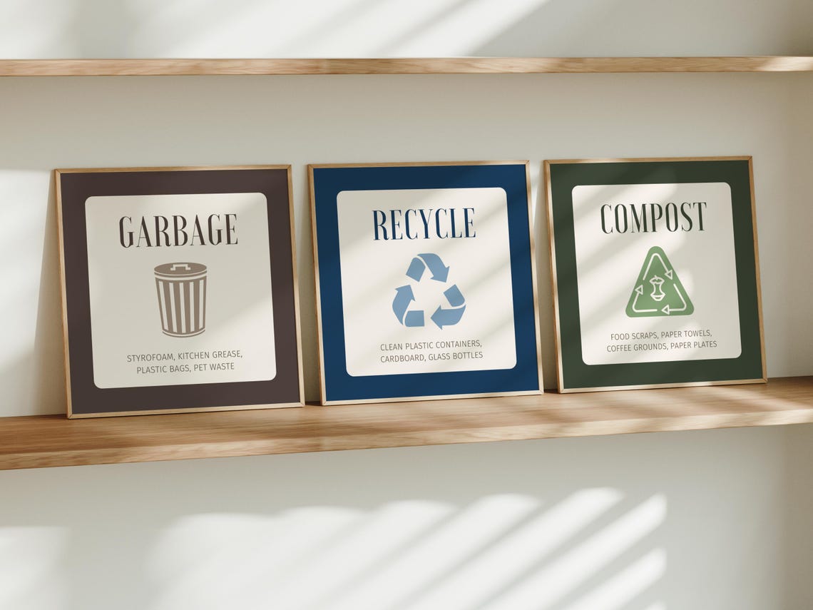 Elegant Garbage, Compost, Recycling Signs | Trash Sorting Signs ...