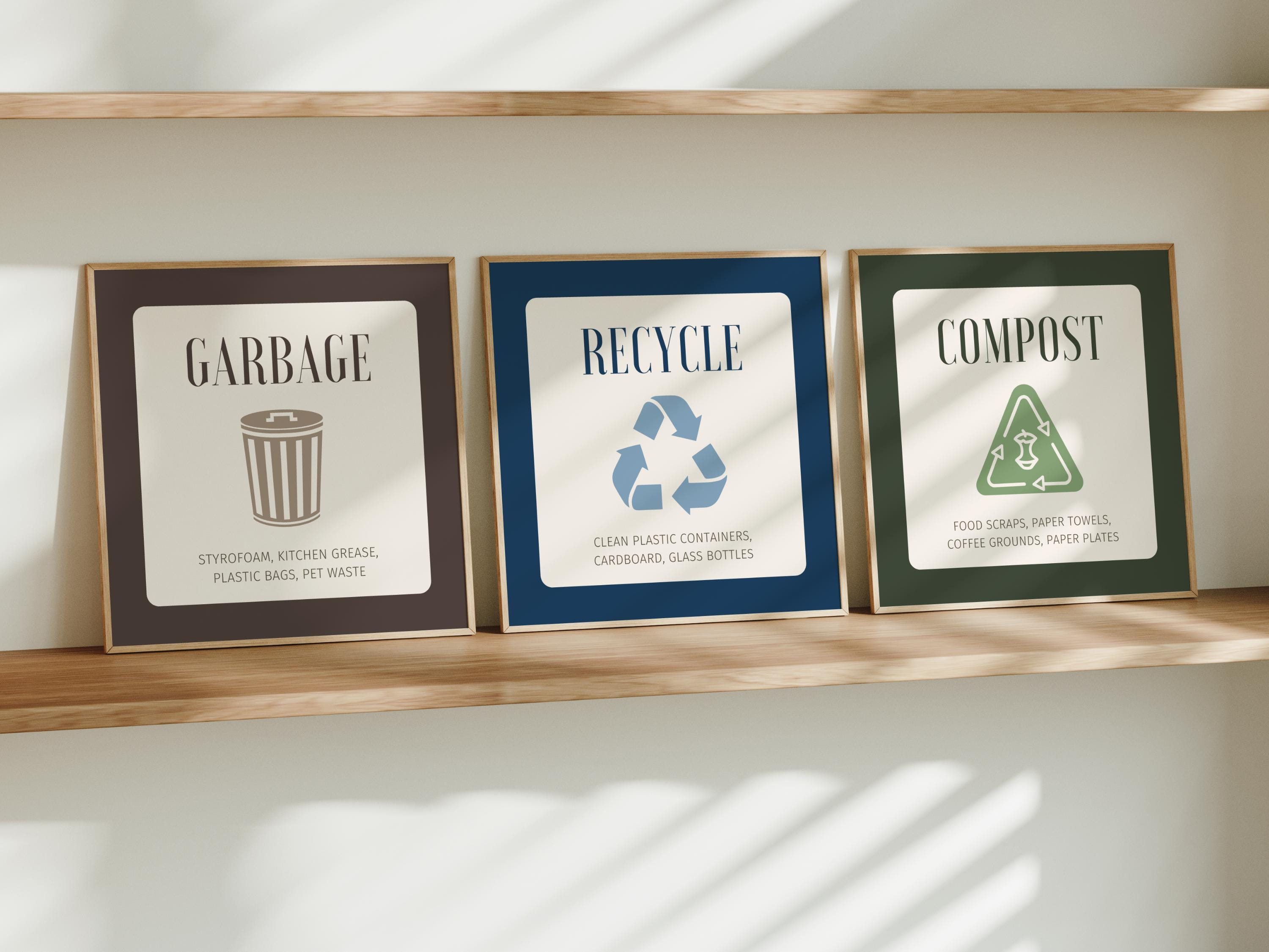 Elegant Garbage, Compost, Recycling Signs | Trash Sorting Signs ...