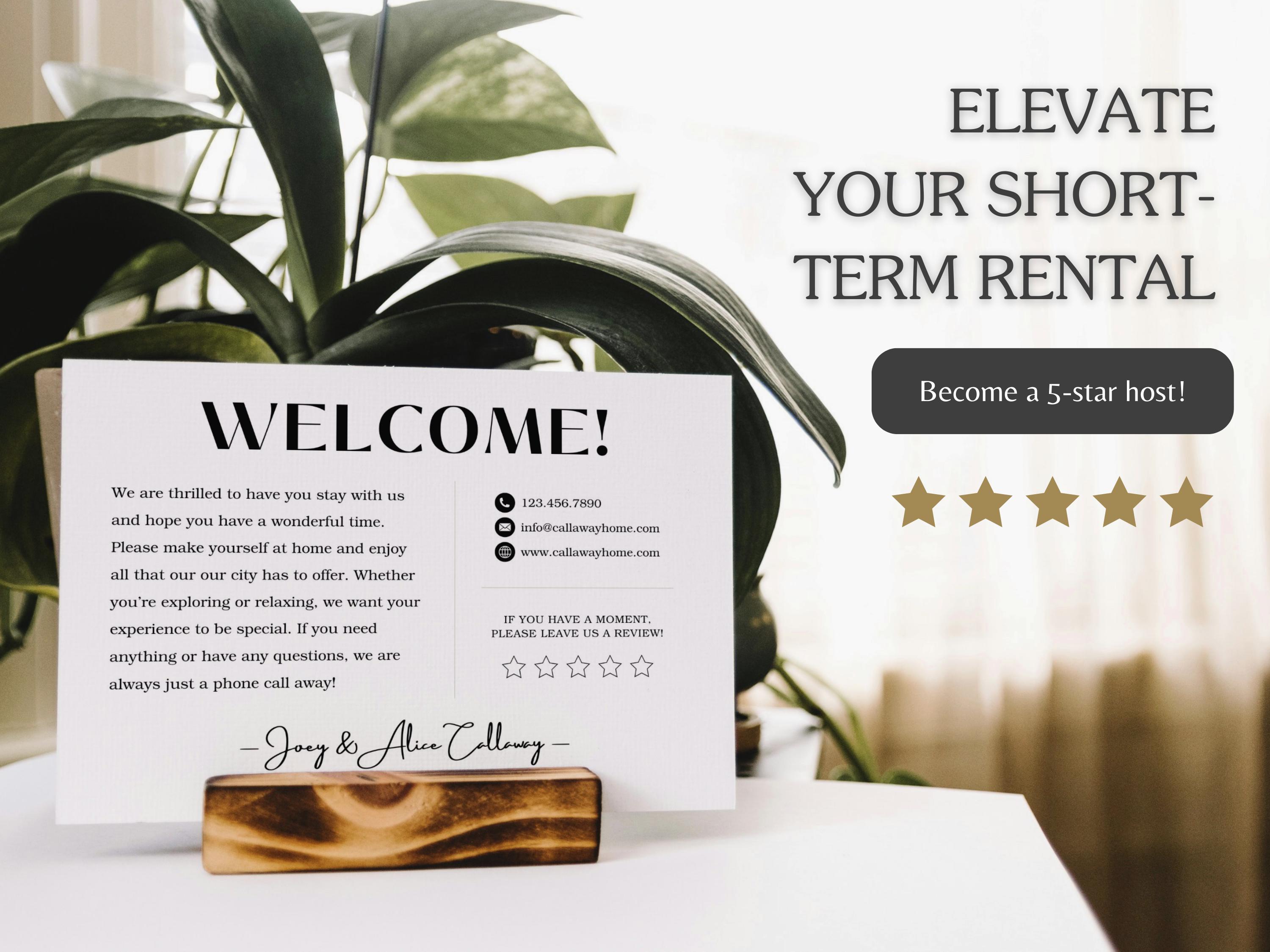 Airbnb Personalized Welcome Note | Visitor Card & Contact Info Sheet ...