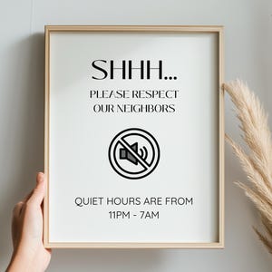 Quiet Hours Sign for Airbnb; Respect Our Neighbors; No Loud Parties ...
