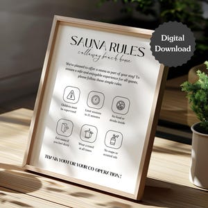 Sauna Rules & Safety Instructions Sign for Airbnb or VRBO Short-term ...