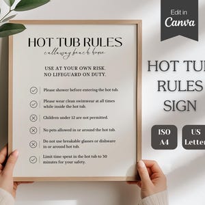 Hot Tub Rules & Safety Sign for Airbnb or VRBO Rental, FULLY ...