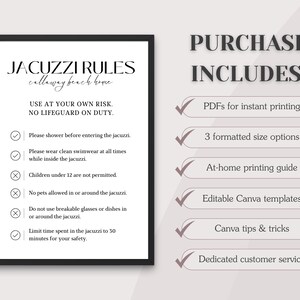 Jacuzzi Rules & Safety Sign for Airbnb or VRBO Rental, FULLY ...