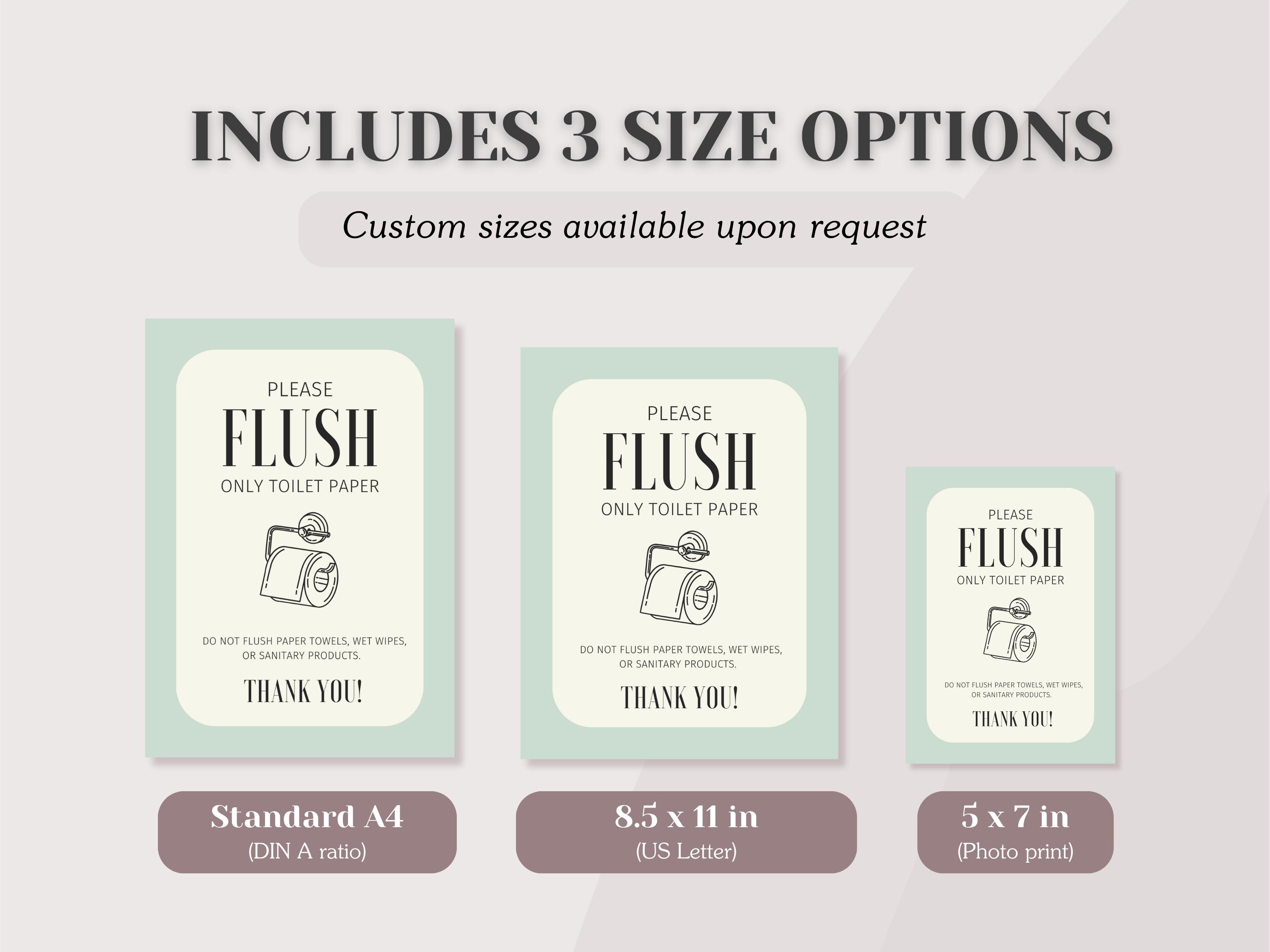 Flush Only Toilet Paper Sign | Airbnb Bathroom Sign | Septic System ...