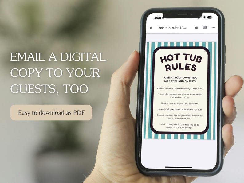 Hot Tub Rules & Safety Sign for Airbnb or VRBO; Customizable Canva ...
