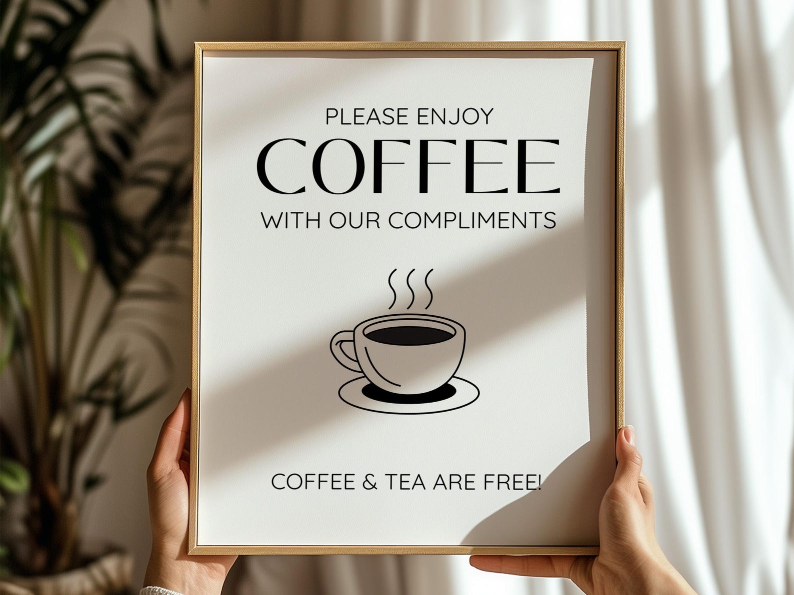 Complimentary Coffee and Tea Sign for Airbnb; Coffee Station Sign; Free ...