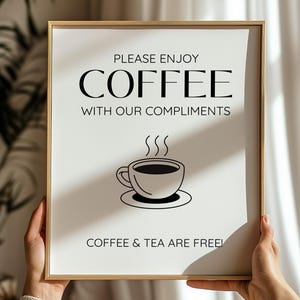 Complimentary Coffee and Tea Sign for Airbnb; Coffee Station Sign; Free ...