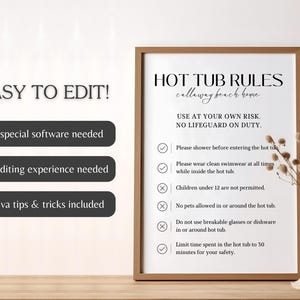 Hot Tub Rules & Safety Sign for Airbnb or VRBO Rental, FULLY ...