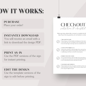 Checkout Instructions Sign for Airbnb, VRBO, Short-term Rental; Before ...