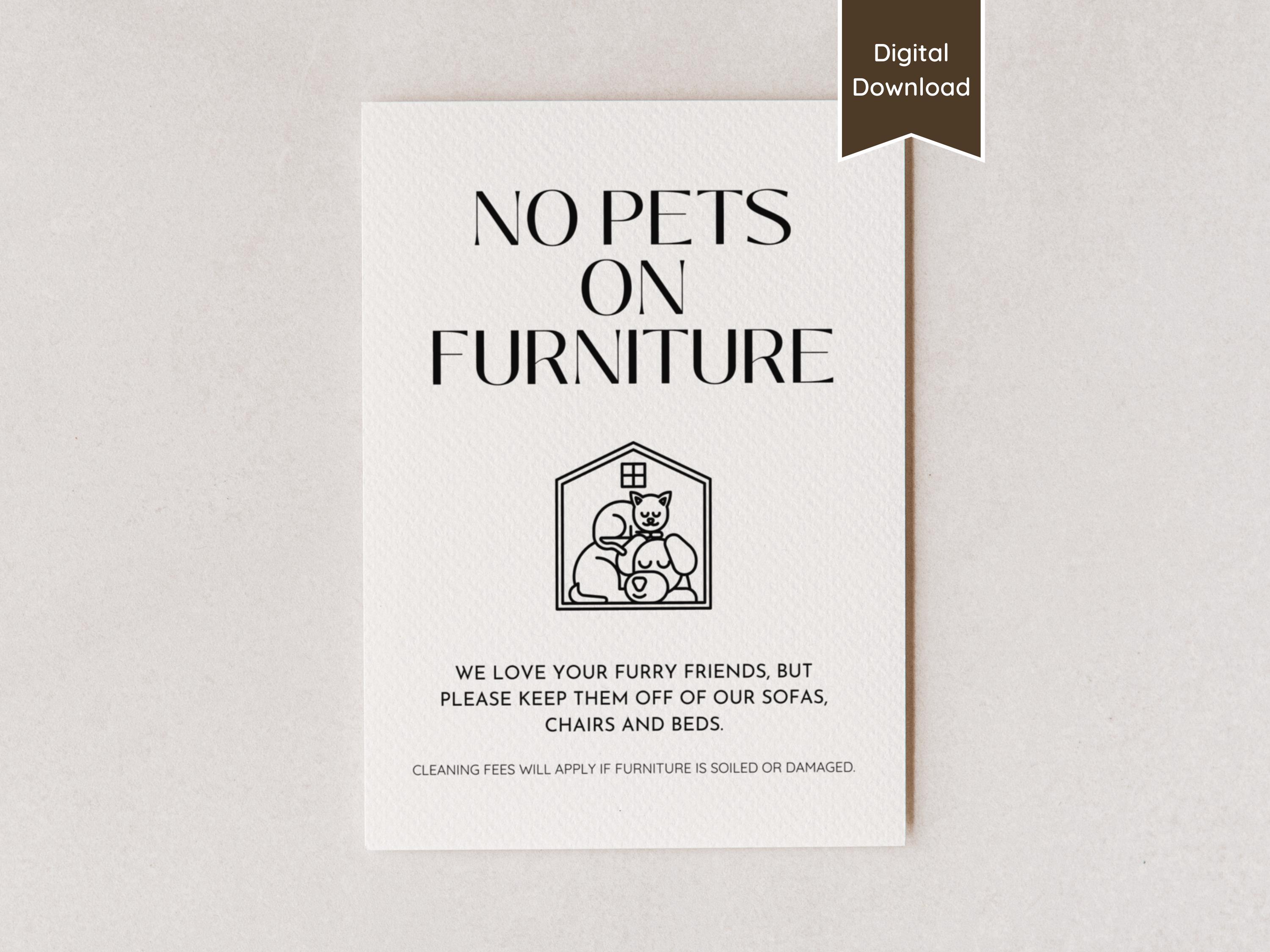 No Pets on Furniture Airbnb Sign; Pets Allowed; Please Clean up After ...