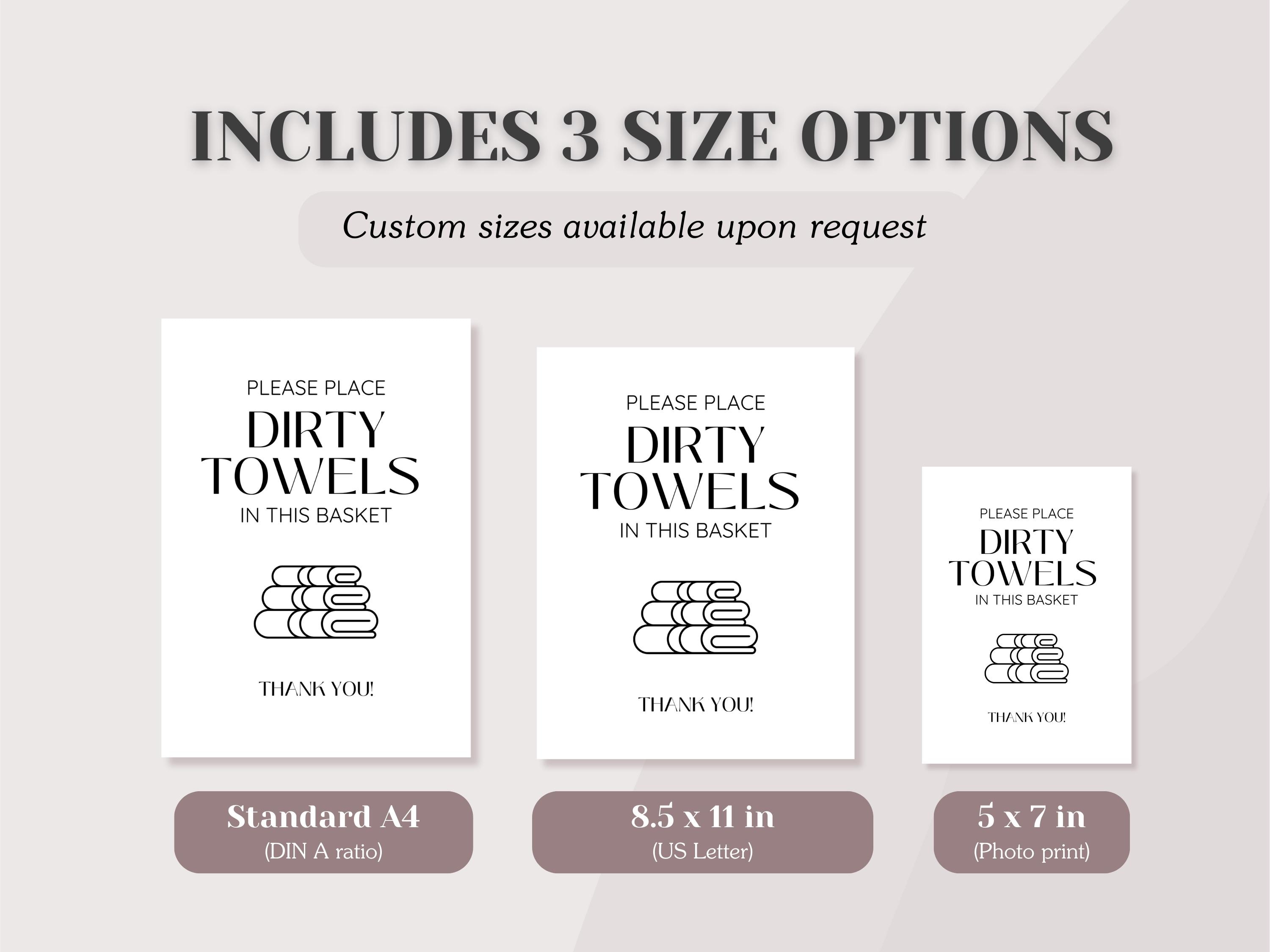 Dirty Towels Go Here Sign Airbnb; Place Used Towels in Basket; Laundry ...