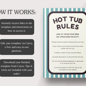 Hot Tub Rules & Safety Sign for Airbnb or VRBO; Customizable Canva ...