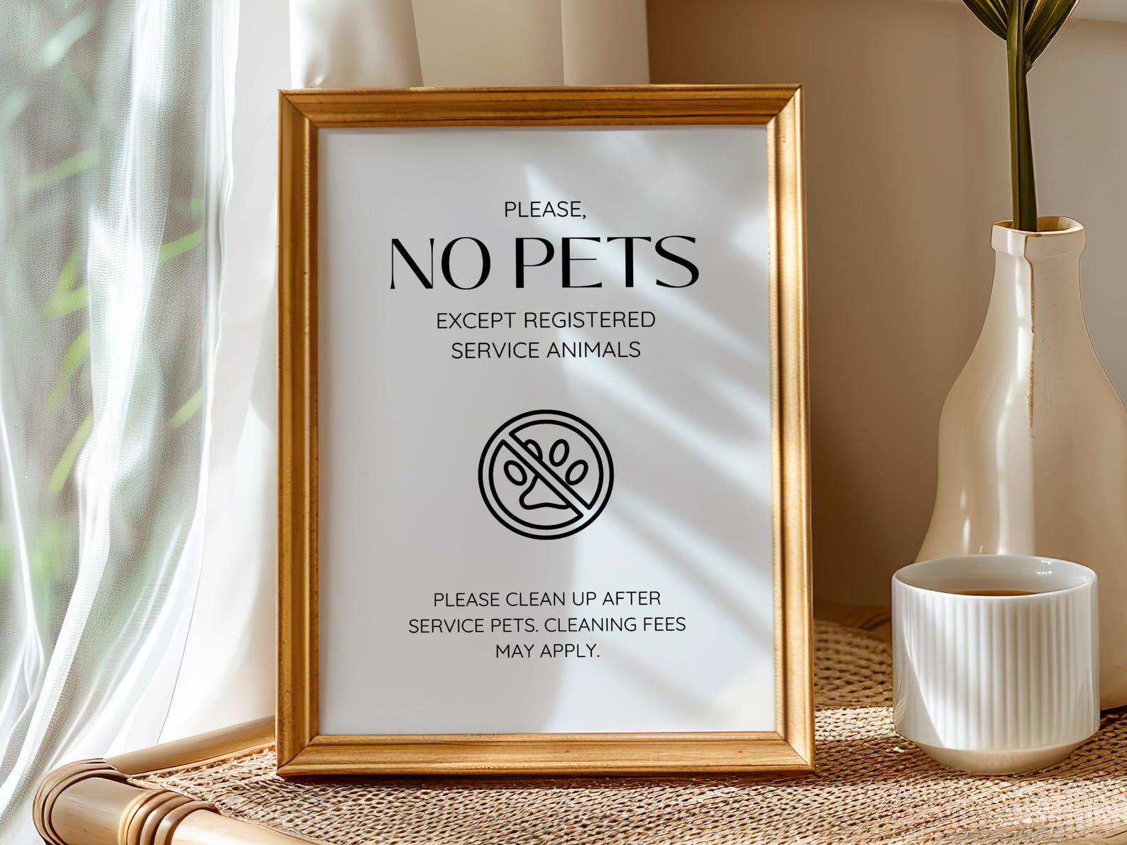 No Pets Allowed Airbnb Sign; Service Animals Only; Please Clean up ...