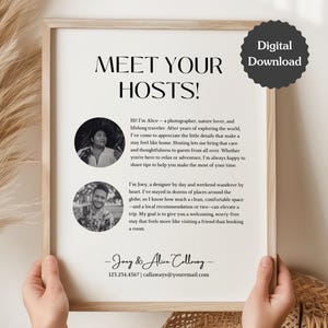 Meet Your Hosts Sign for Airbnb Rental; Welcome and Introduction Sign ...