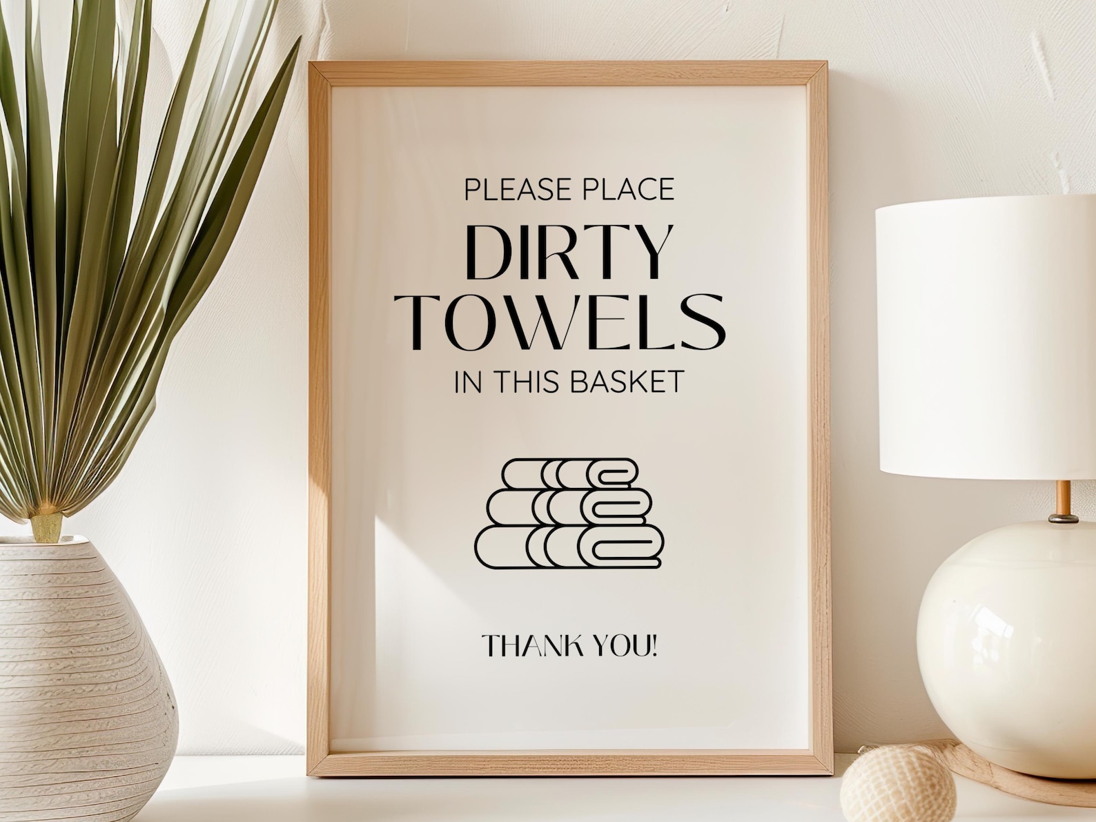 Dirty Towels Go Here Sign Airbnb; Place Used Towels in Basket; Laundry ...