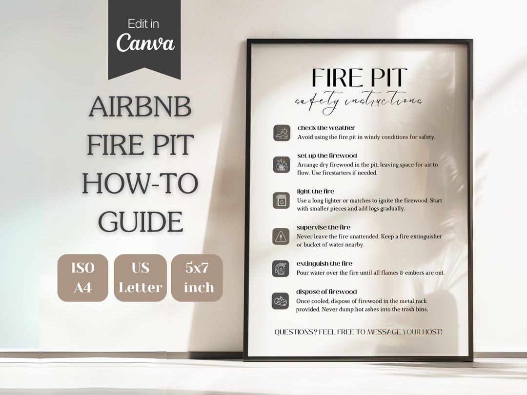 Airbnb Fire Pit Instructions Sign | Bonfire Safety Guide | Fully ...