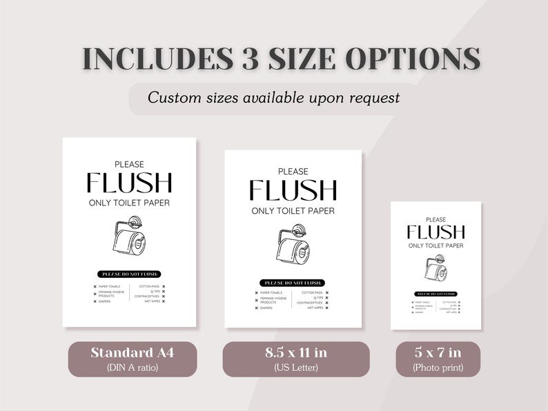 Airbnb Bathroom Sign, Flush Only Toilet Paper | Septic System Sign ...