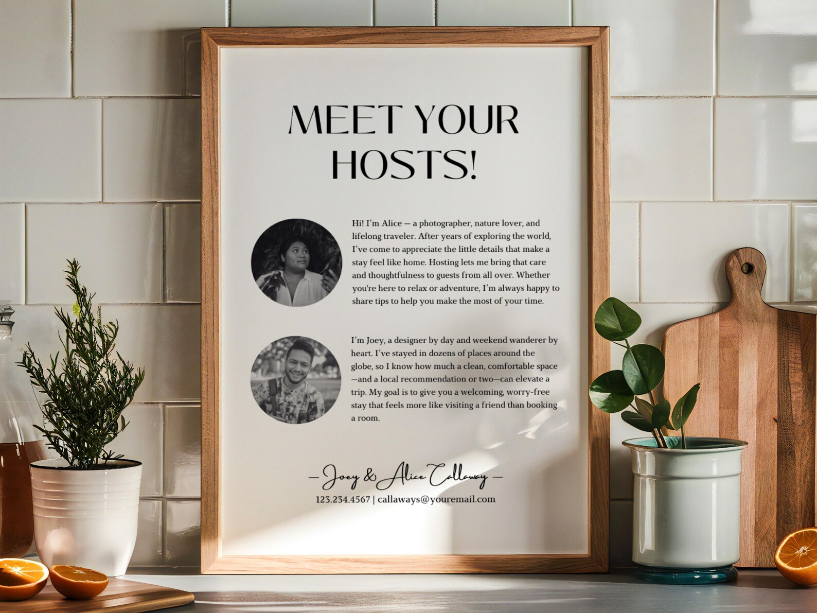 Meet Your Hosts Sign for Airbnb Rental; Welcome and Introduction Sign ...