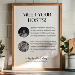 Meet Your Hosts Sign for Airbnb Rental; Welcome and Introduction Sign ...