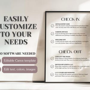 Check-in & Check-out Instructions Sign for Airbnb or VRBO; FULLY ...
