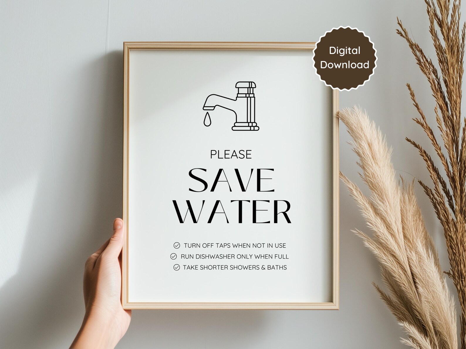 Please Save Water Sign for Airbnb; Turn off Taps & Take Short Showers ...