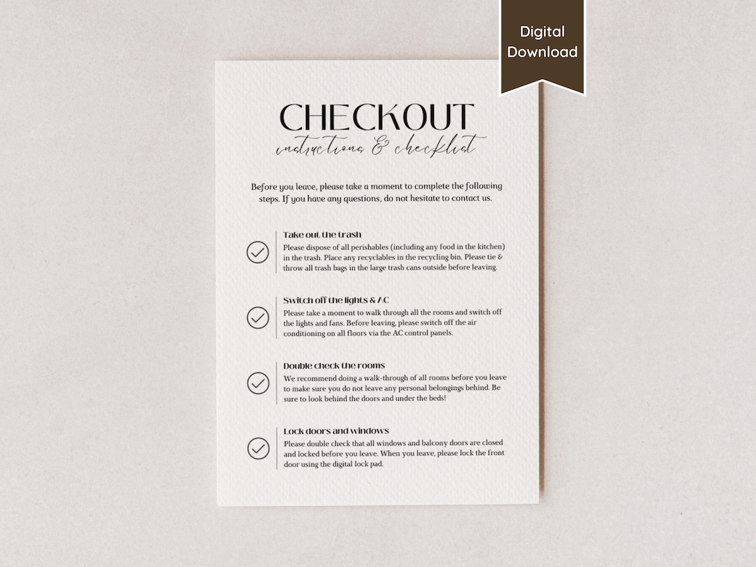 Checkout Instructions for Airbnb Short-term Rental; Before You Leave ...