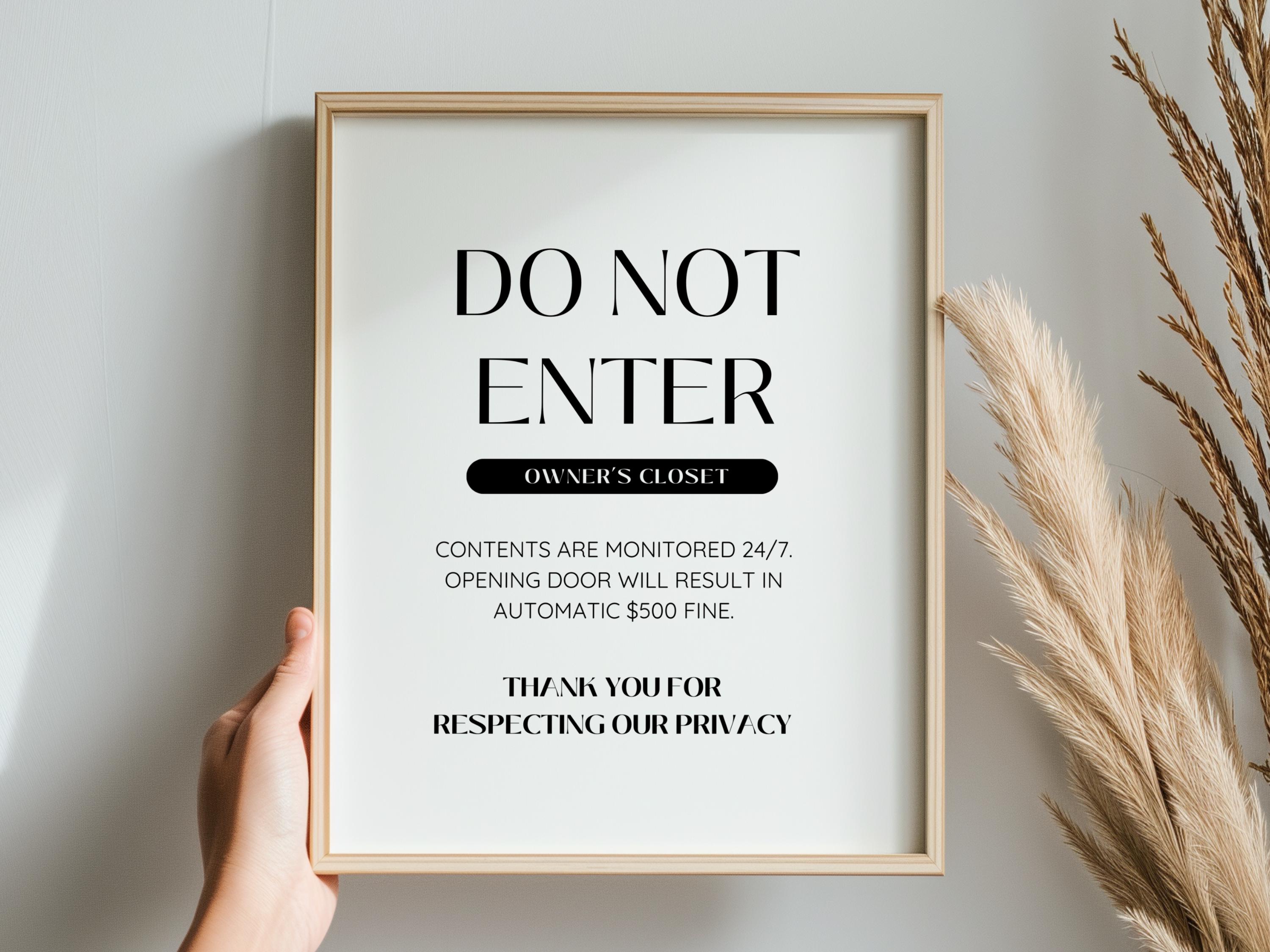 Do Not Enter Owner's Closet Sign; Respect Our Privacy Sign for Airbnb ...