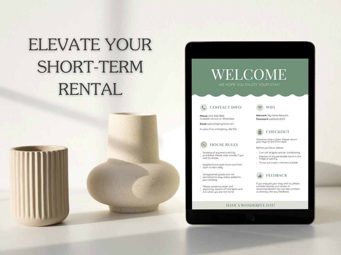 Airbnb/vrbo Welcome Sign, House Rules, Wifi One-sheet Printable FULLY ...