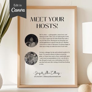 Meet Your Hosts Sign for Airbnb Rental; Welcome and Introduction Sign ...