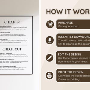 Check-in & Check-out Instructions Sign for Airbnb or VRBO; Customizable ...