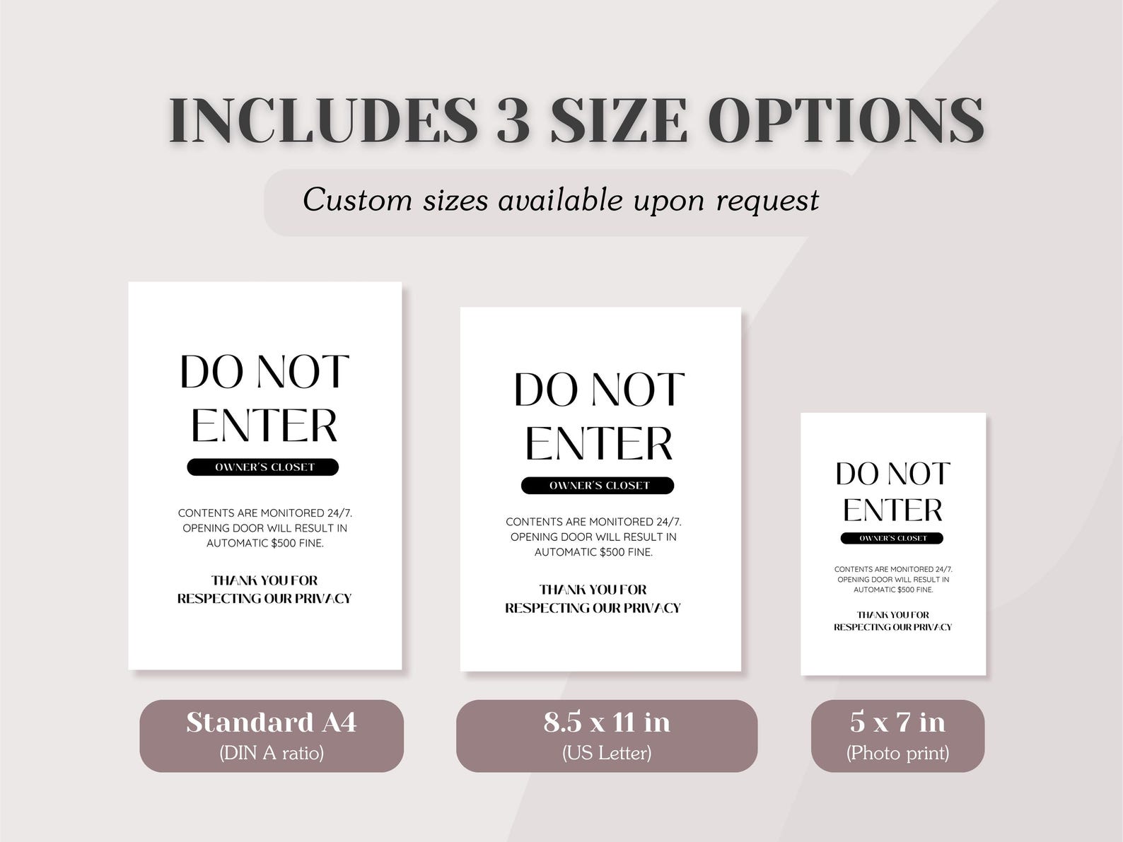 Do Not Enter Owner's Closet Sign; Respect Our Privacy Sign for Airbnb ...