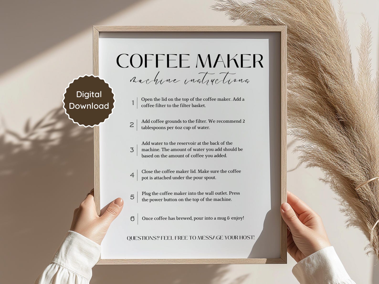 Coffee Machine Instructions Sign for Airbnb Short-term Rental ...