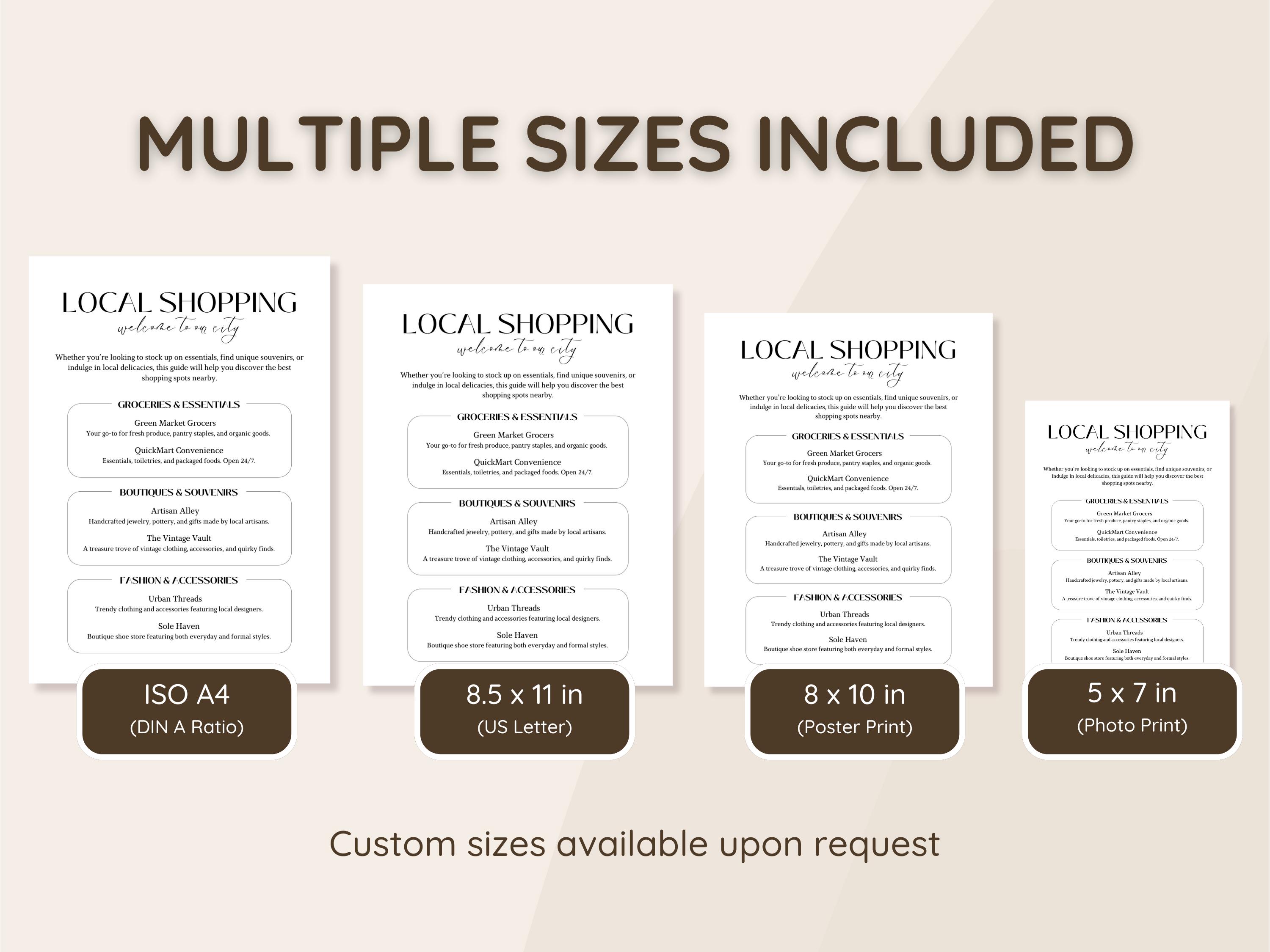 Local Shopping Guide Sign for Airbnb; FULLY Customizable Canva Template ...