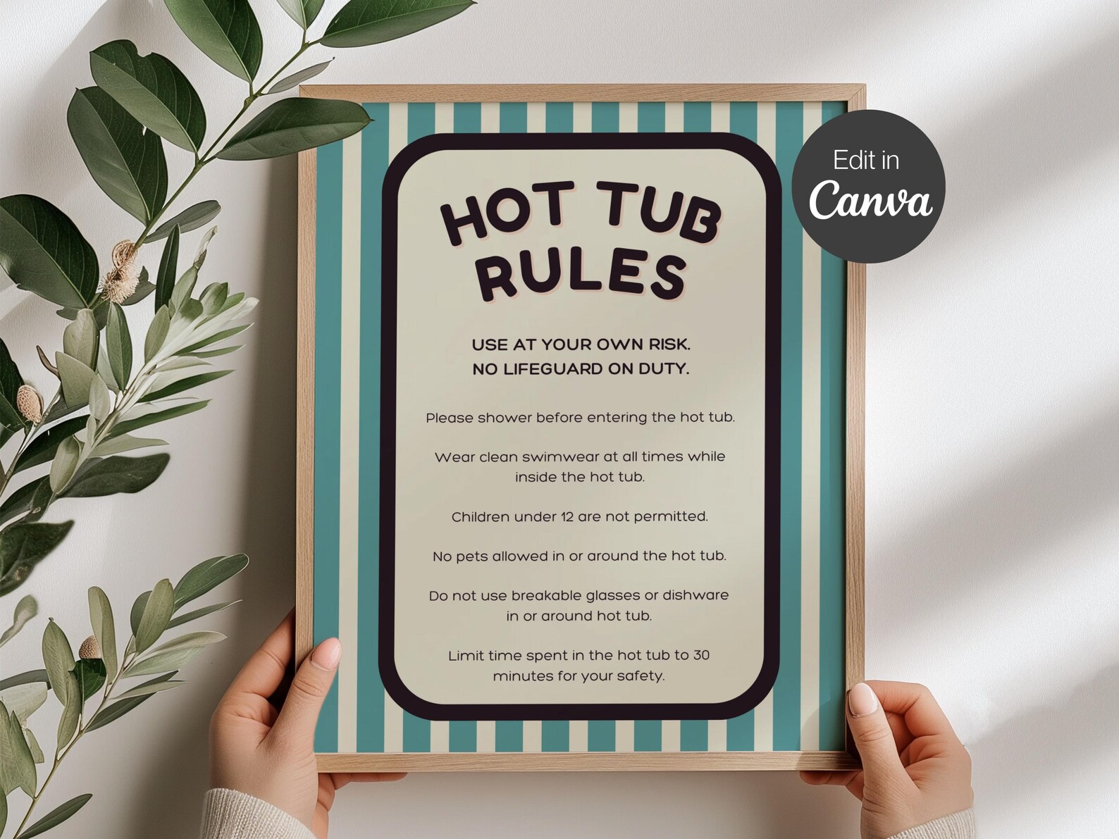 Hot Tub Rules & Safety Sign for Airbnb or VRBO; Customizable Canva ...