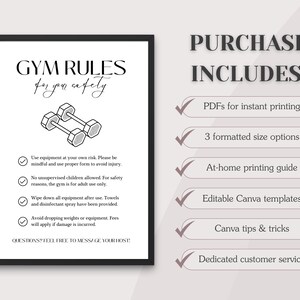 Gym Rules & Safety Instructions Sign for Business, Short-term Rental ...