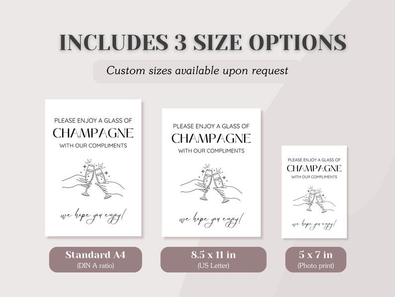 Complimentary Champagne Glass Sign for Airbnb or Business; Free Wine ...