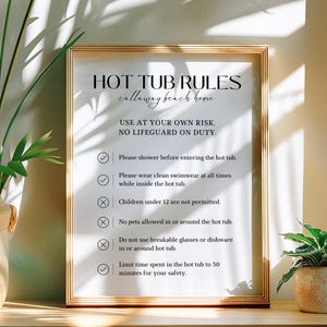 Hot Tub Rules & Safety Sign for Airbnb or VRBO Rental, FULLY ...