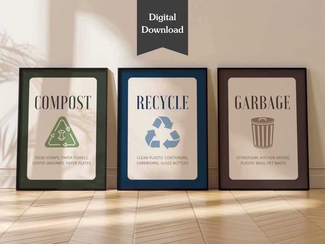 Elegant Garbage, Compost, Recycling Signs | Trash Sorting Signs ...