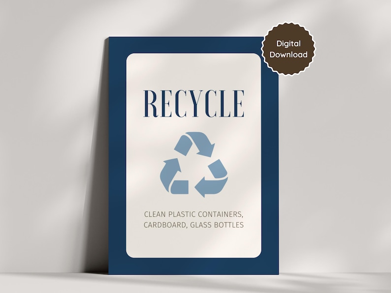 Recycling Bin Sign; Eco-friendly Trash Sorting Instructions Guide ...