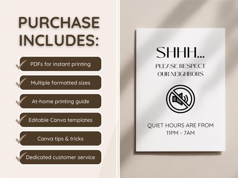 Quiet Hours Sign for Airbnb; Respect Our Neighbors; No Loud Parties ...