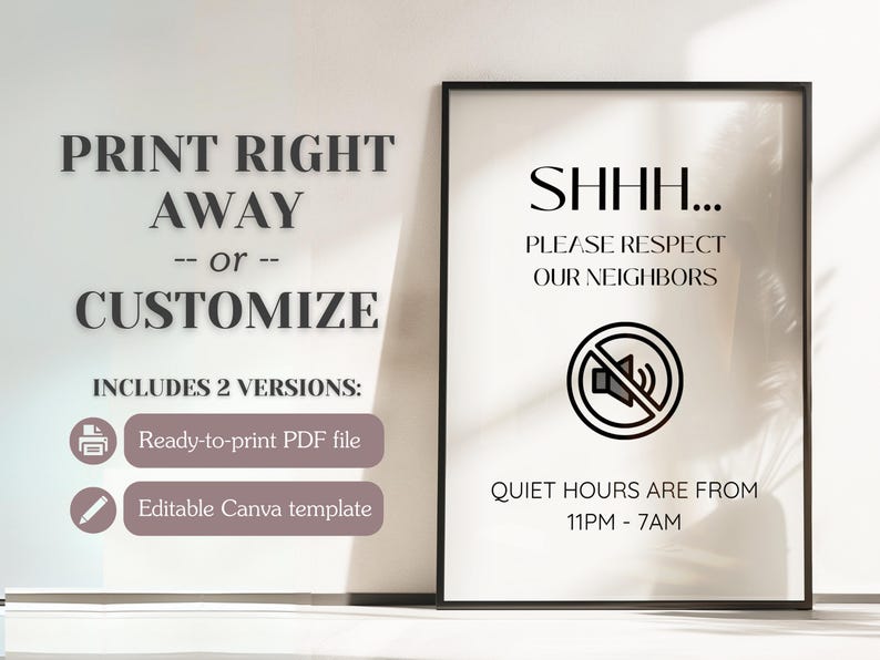 Quiet Hours Sign for Airbnb; Respect Our Neighbors; No Loud Parties ...